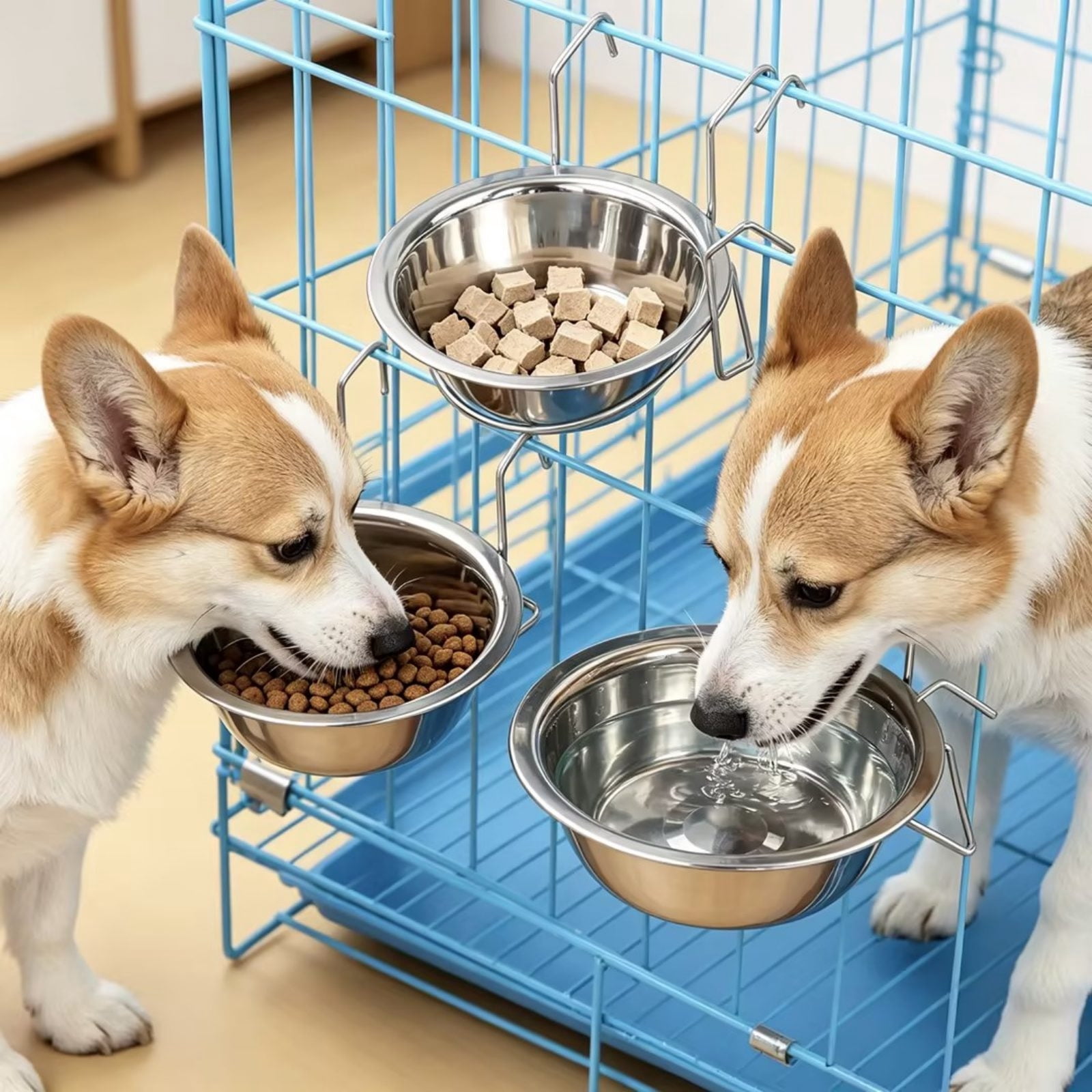 Hanging Dog Crate Bowls 3 Pack, Stainless Steel Pet Food and Water ...