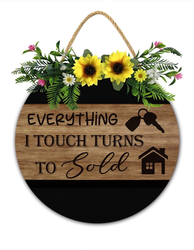 Hanging Door Sign 11X11In Farmhouse Signs Gift Everything I Touch Turns ...