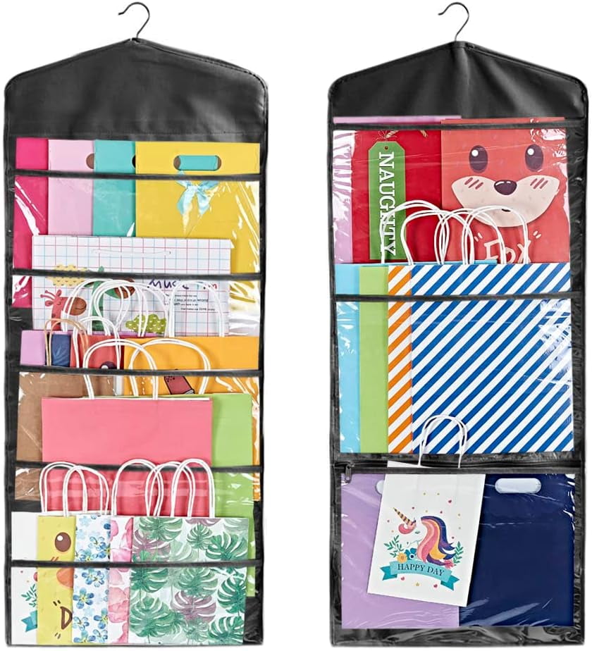 Hanging Double Sided Gift Bag Storage Organizer with Multiple Front and ...
