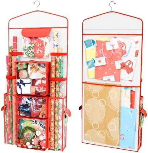 Hanging Double Sided Wrapping Paper Storage Organizer With Multiple ...