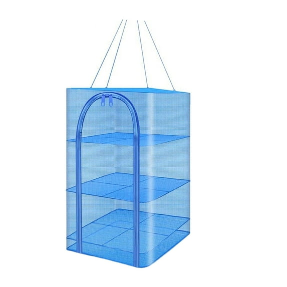 Hanging Drying Net with Zippers 4 Layer Folding Fish Drying Net Plant ...