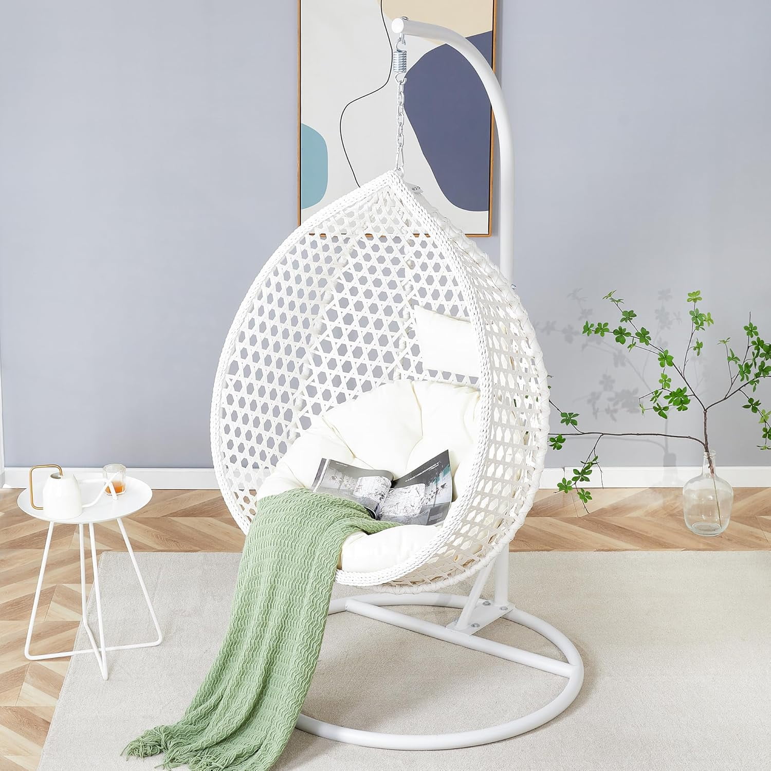 Hanging Egg Chair with Stand & Cushions, Outdoor and Indoor Hammock ...