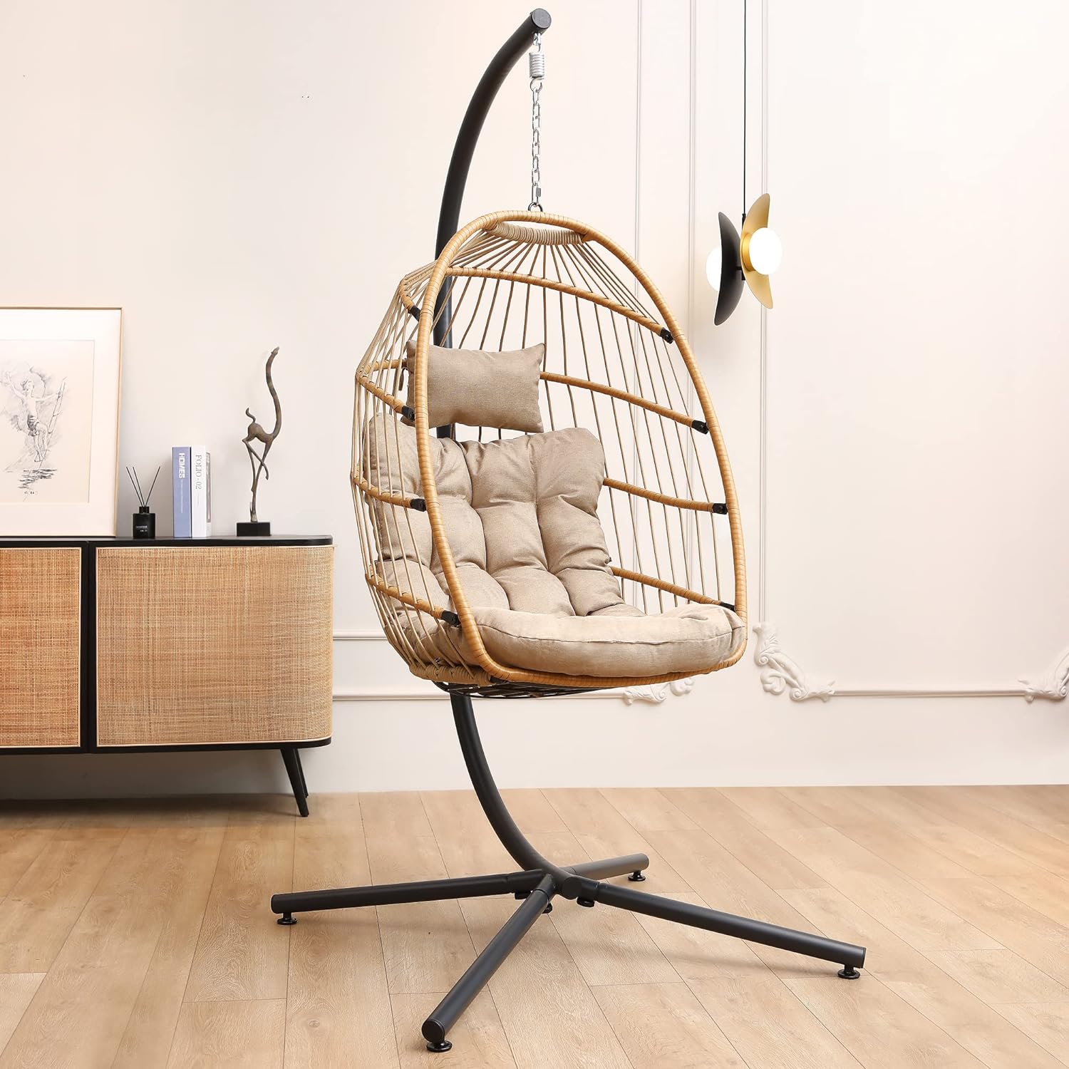 Hanging Egg Chair with Stand, Egg Swing Hammock Chair with Stand ...