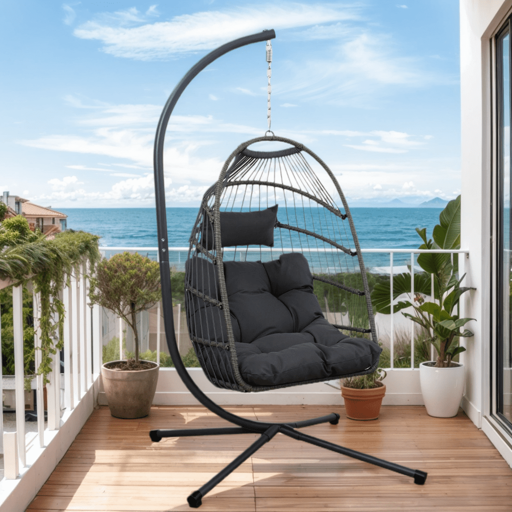Hanging Egg Chair with Stand, Egg Swing Hammock Chair with Stand ...