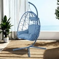 Hanging Egg Chair With Stand PE Wicker 350lbs Thick Cushion Washable ...