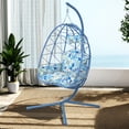 Hanging Egg Chair With Stand PE Wicker 350lbs Washable Thick Cushion ...
