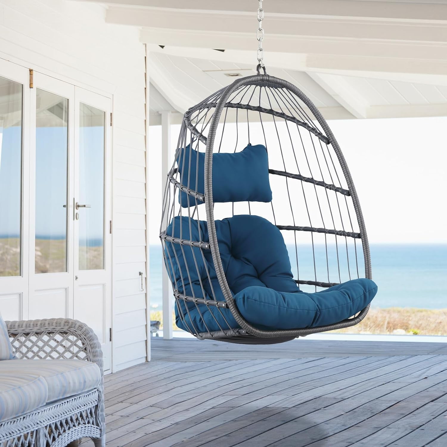 Hanging Egg Chair Without Stand - Foldable Indoor Outdoor Wicker Swing ...