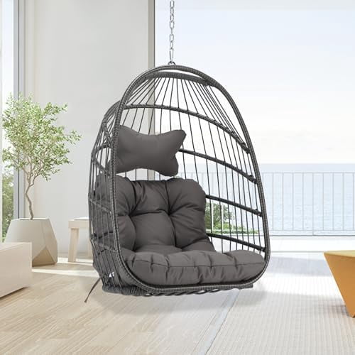 Hanging Egg Swing Chair Without Stand 350lbs Capacity, Wicker Foldable ...