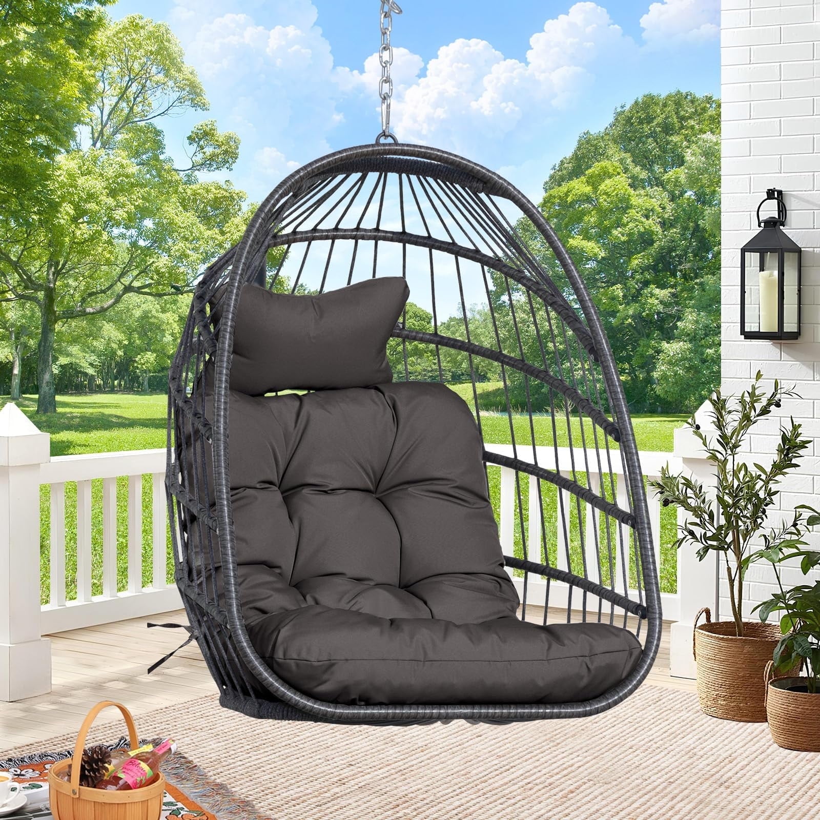 Hanging Egg Swing Chair Without Stand, Foldable Wicker Basket Design ...