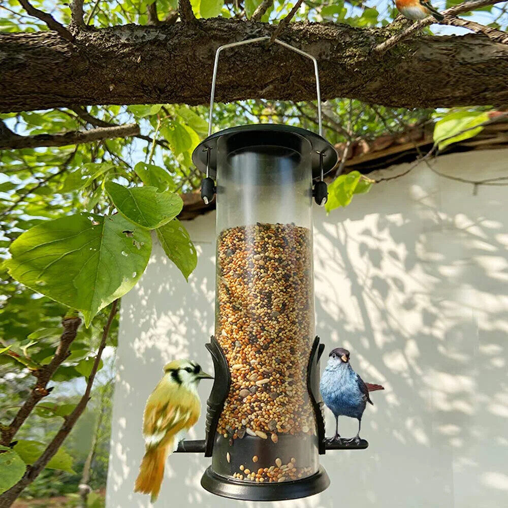 Hanging Feeder Food Dispenser, Water Tube Bird Feeder with Roof Garden ...