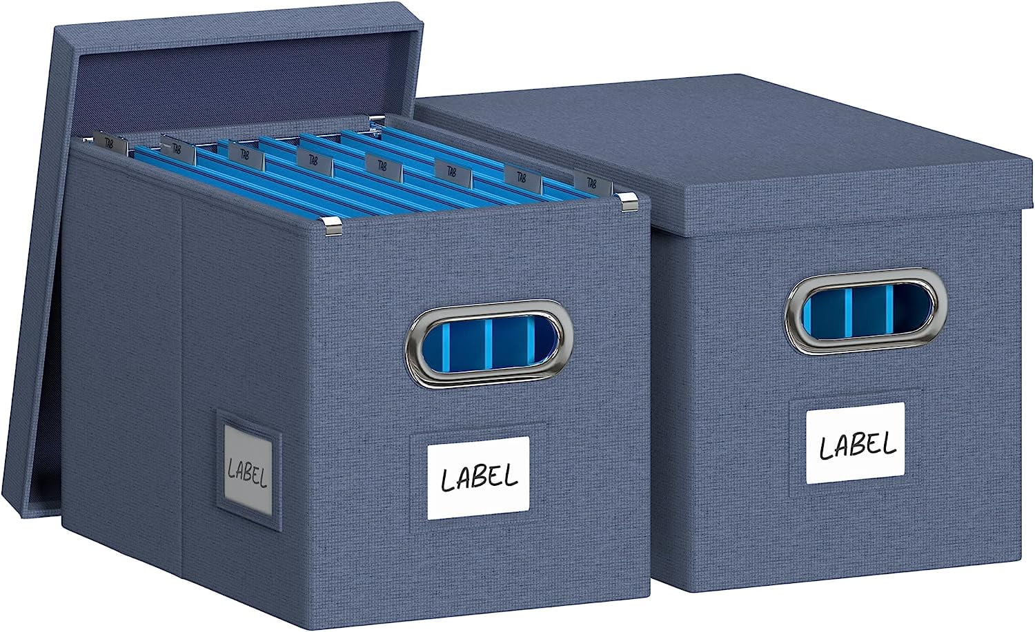 Hanging File Box with Lid, Set of 2 Filing Organizer Storage Box, Linen ...