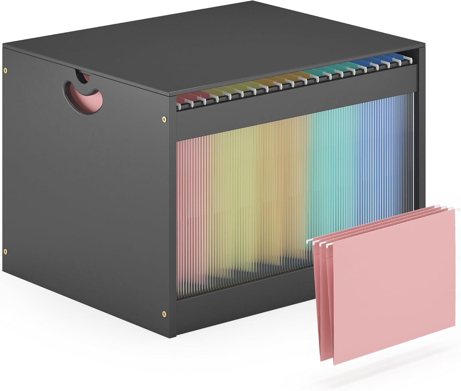 Hanging File Box Organizer for Letter Size, Bamboo Acrylic File Folder ...