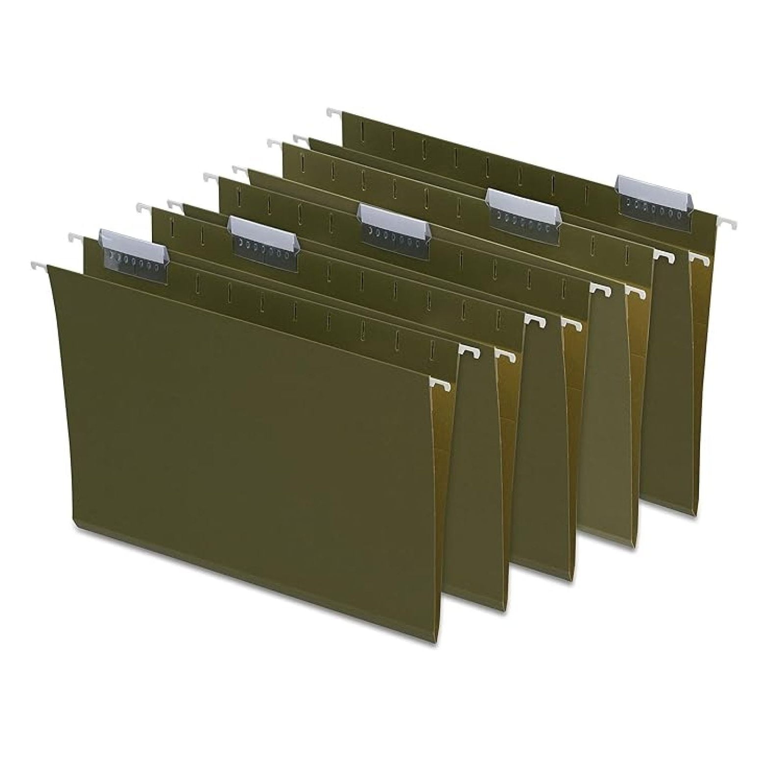 Hanging File Folder, 5-Tab, Letter Size, Standard Green, 100/Carton ...
