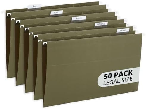 Hanging File Folders, 1/5 Cut Adjustable Tabs, Legal Size, 5 Tab ...