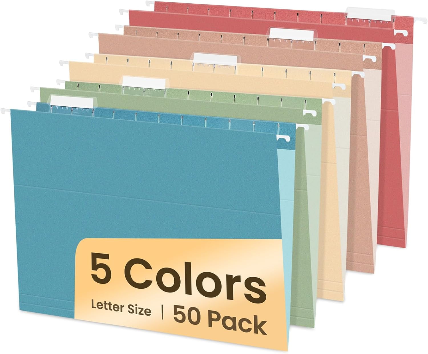 Hanging File Folders, 50 Pack Letter Size Hanging File Folders with 1/5 ...