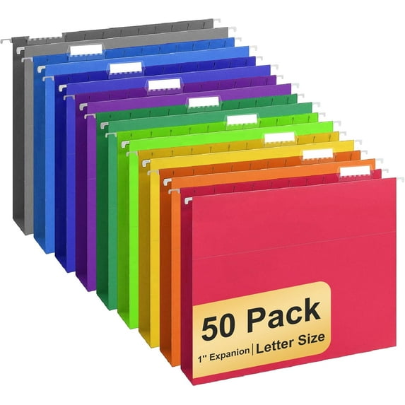 Hanging File Folders 50 Pack Letter Size Hanging File folders with 1/5 ...