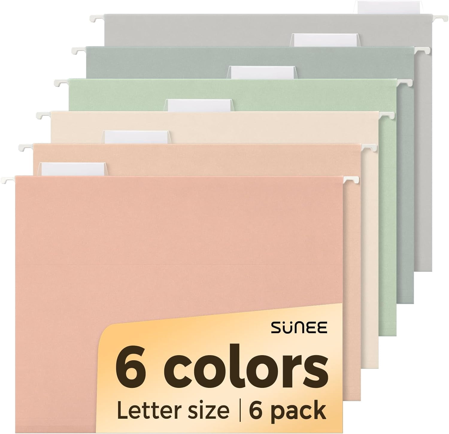 Hanging File Folders, 6 Pack Letter Size Hanging File Folders with 1/5 ...