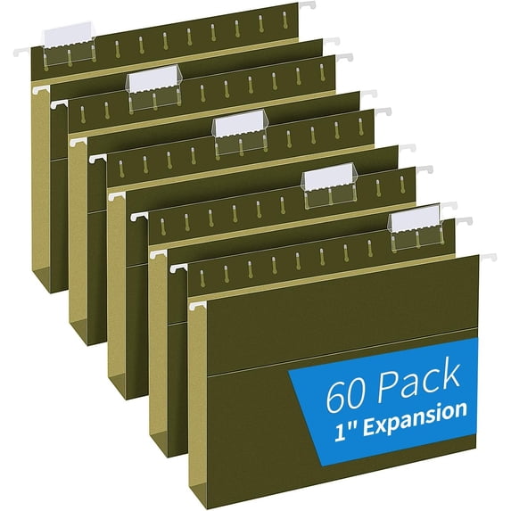 Hanging File Folders, 60 Pack, Letter Size, 1 Inch Expansion, Green ...