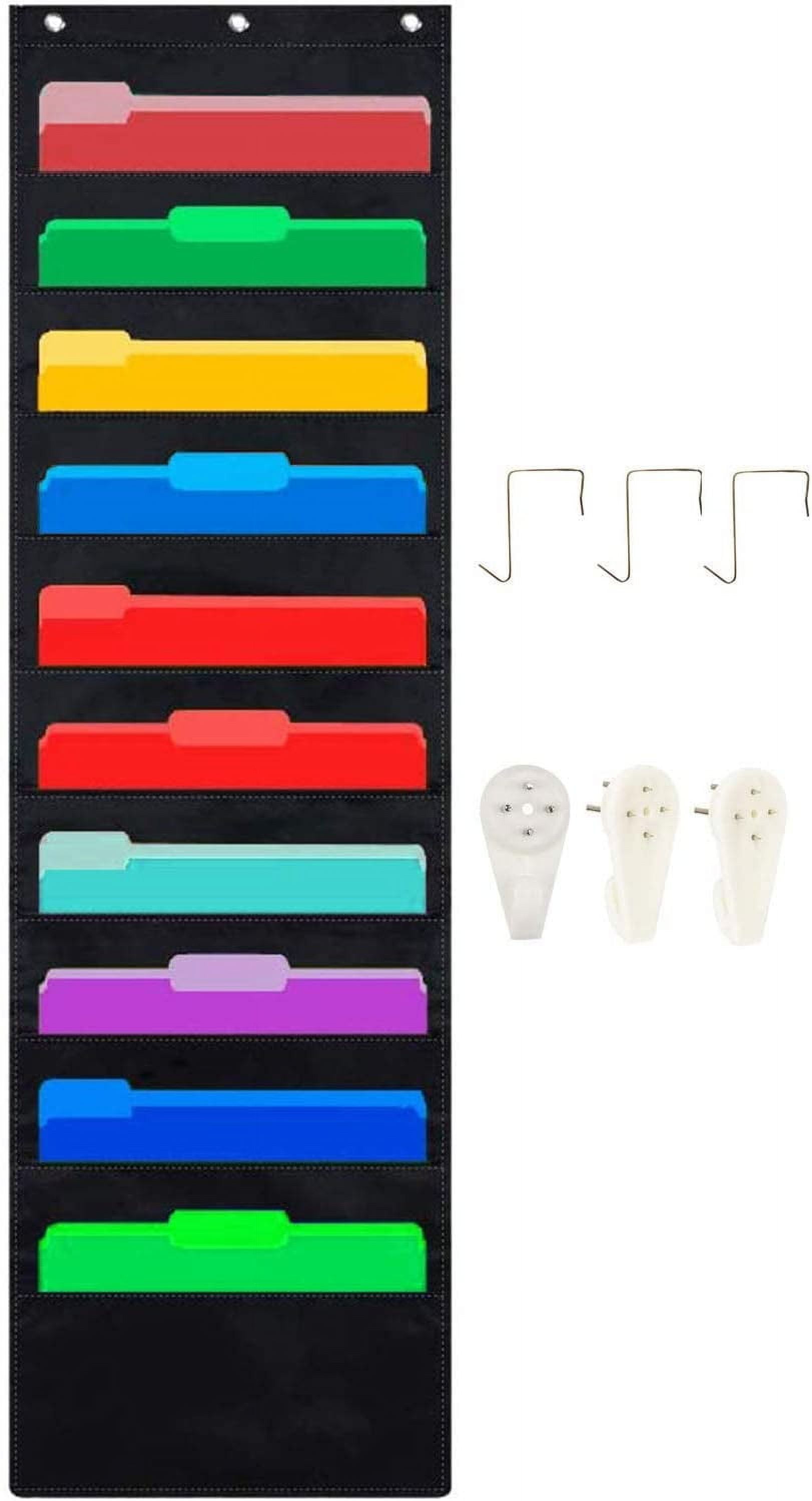 Hanging File Holder Organizer Rack, 10 Pocket File Folder, Wall Mounted ...