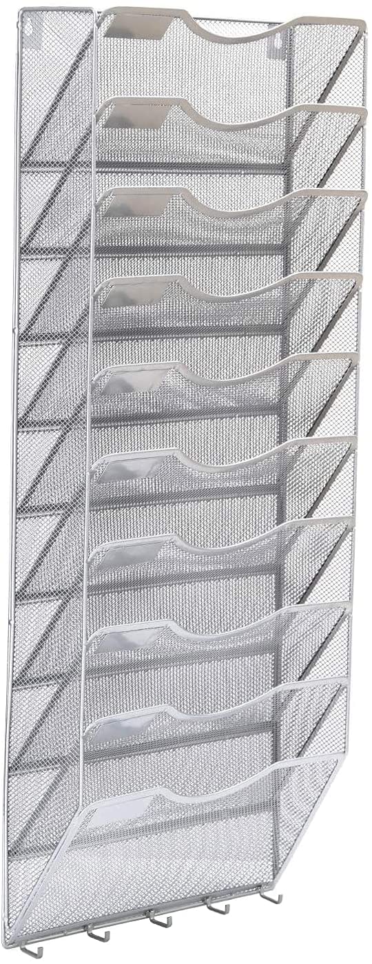 Hanging File Organizer 10 Pocket Wall Mount Vertical File Holder Wall ...