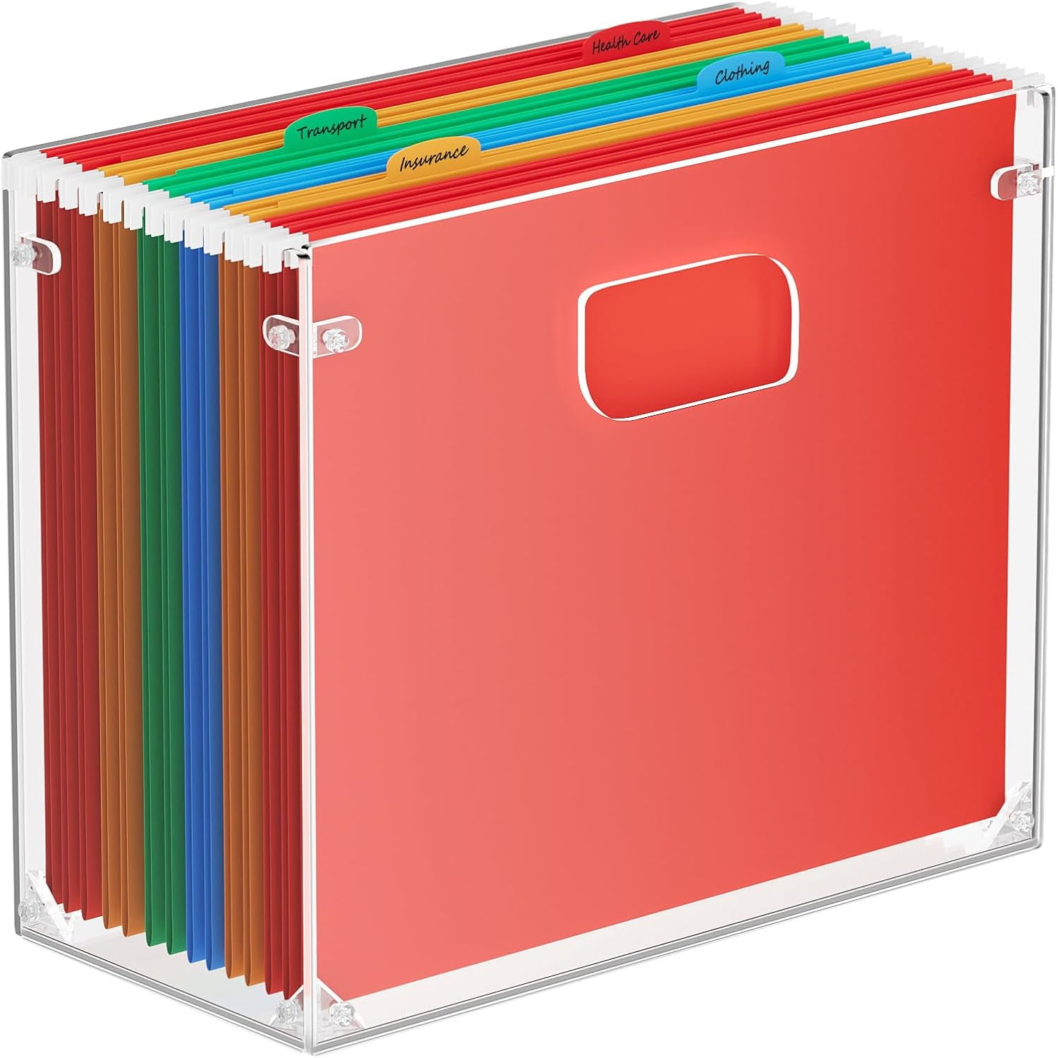 Hanging File Organizer Box, Acrylic Filing Folder Organizer for Letter ...