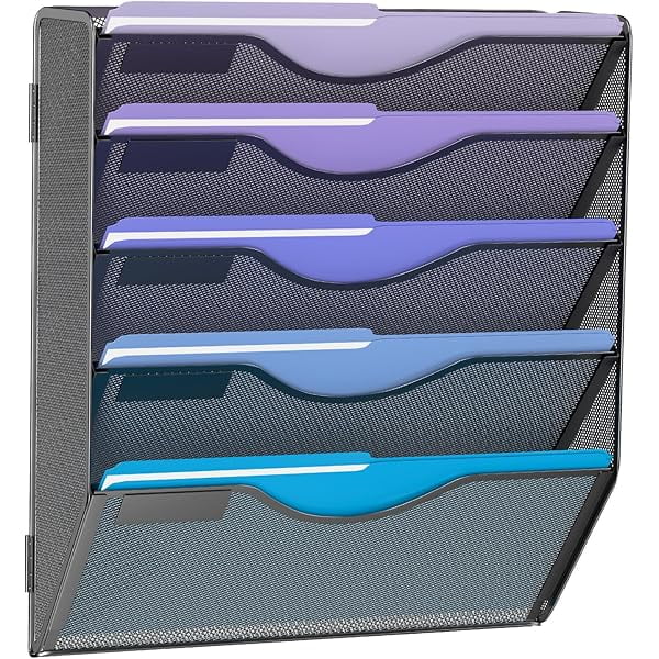 Hanging File Organizer, Mesh Wall File Holder Paper Folder Rack with ...