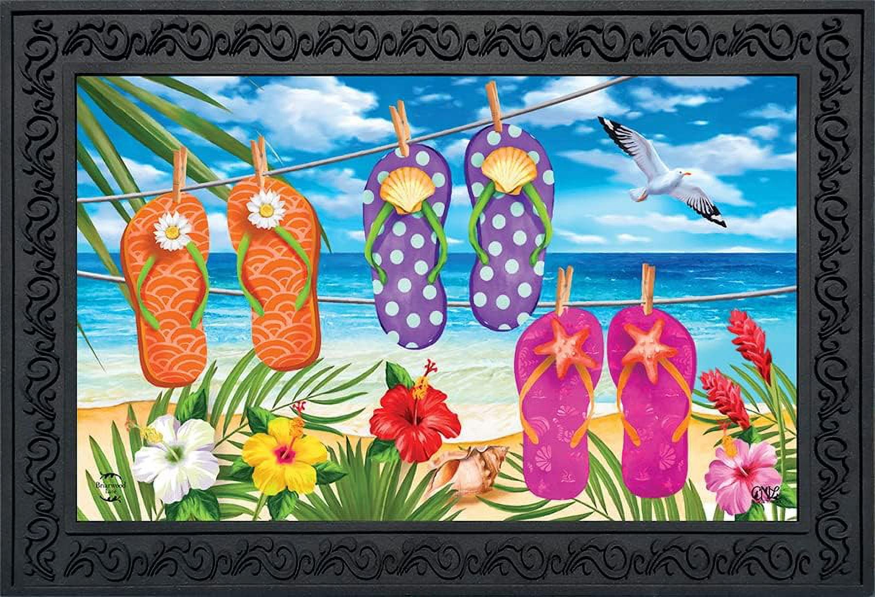 Hanging Flip Flops Summer Doormat Tropical Beach Island Indoor Outdoor ...