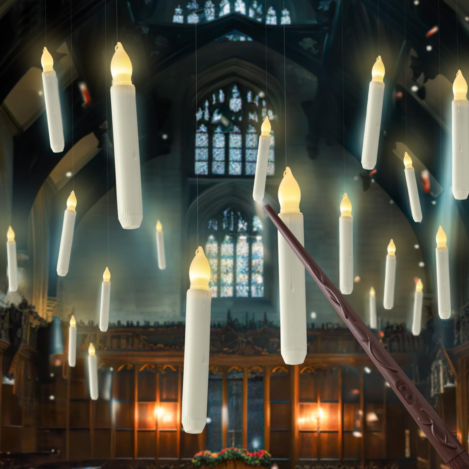 Hanging Floating Candles with Wand Remote and String, 12 Pcs Flying ...