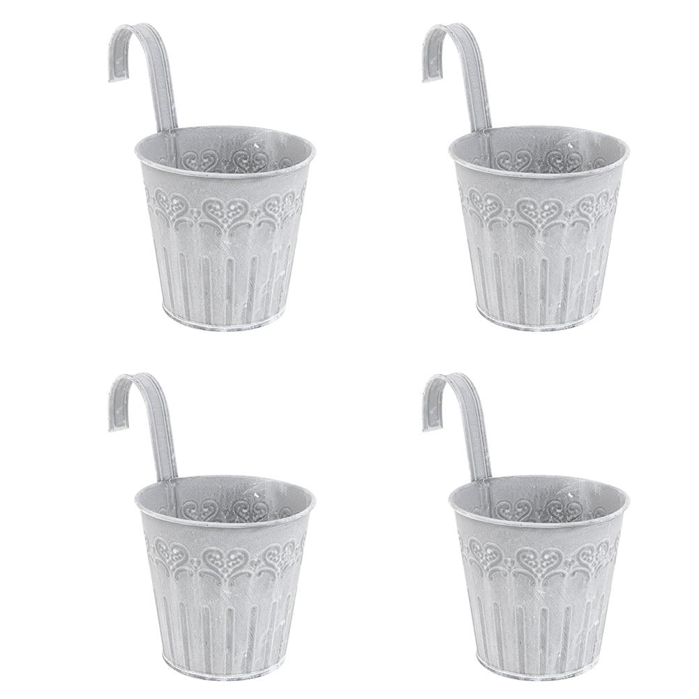 Hanging Flower Iron Pot Wall Vintageplanter Flowers Primitive Container ...