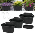 11 inch Black Plastic Railing Planter, Hanging Flower Pots for Balcony ...