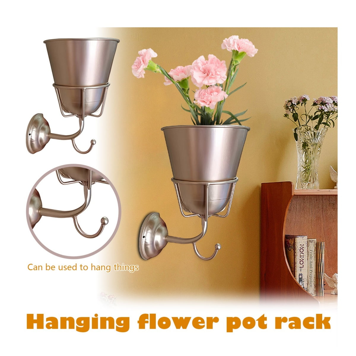 Hanging Flower Pots , Space-Saving Metal Wall Hanging Planter Rack ...
