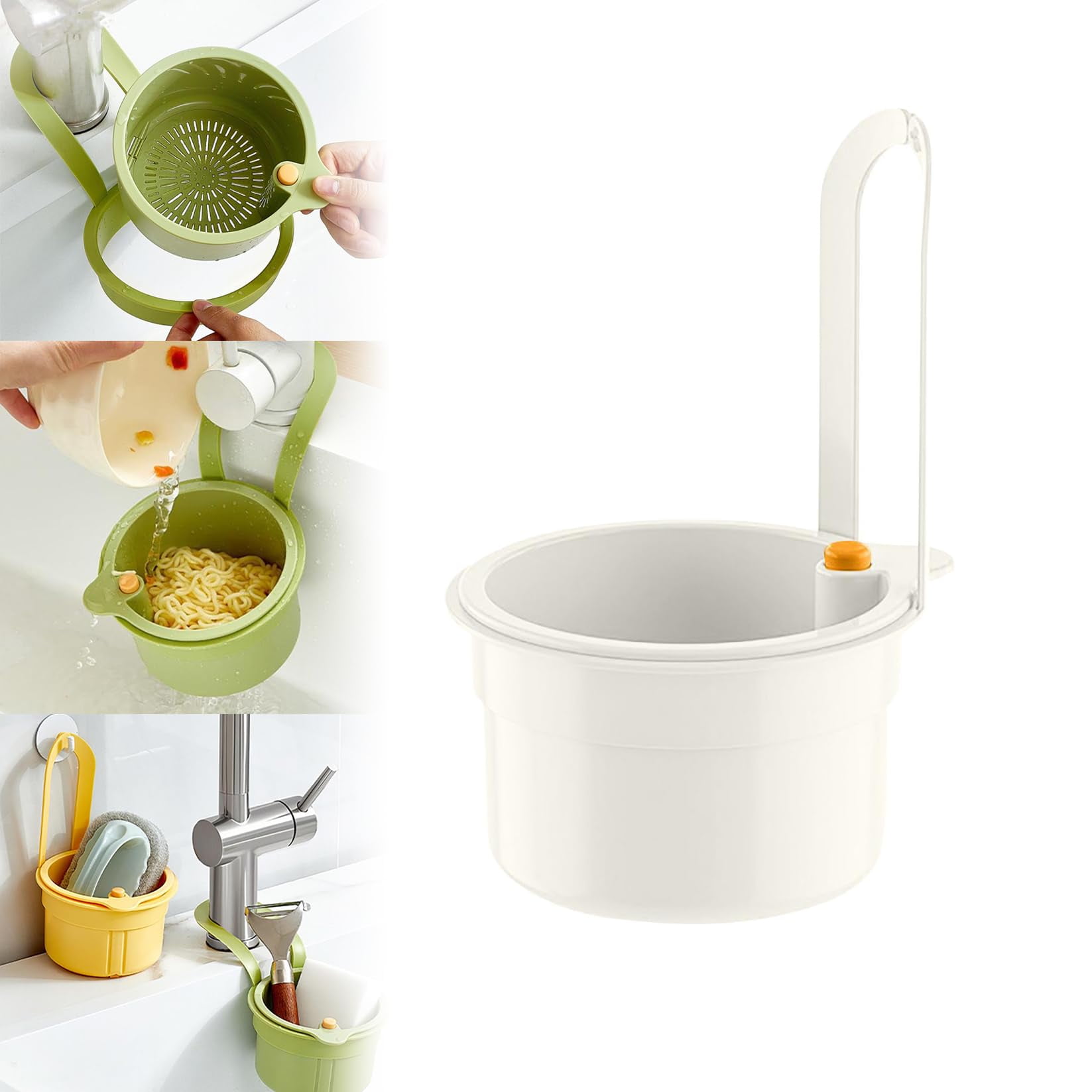 Hanging Food Waste Catcher for Sink, Sink Strainer Basket with Press ...