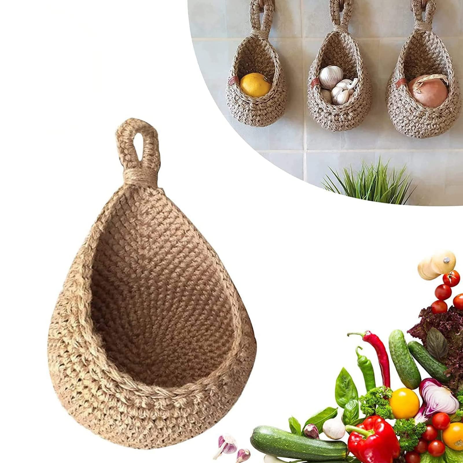 Hanging Fruit Baskets for Kitchen Trianu Boho Wall Hanging Basket ...