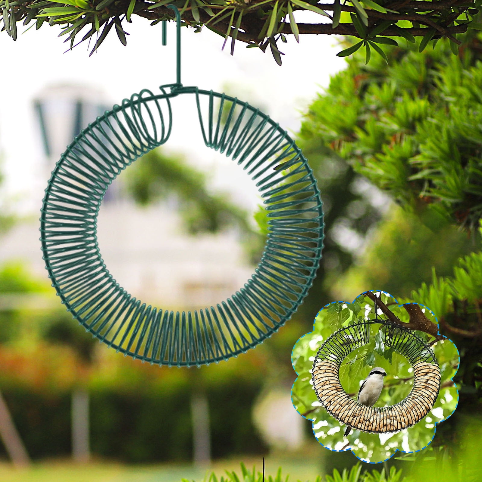 Hanging Garland Bird Feeder, Outdoor Decorative Wreath Shape for Garden ...