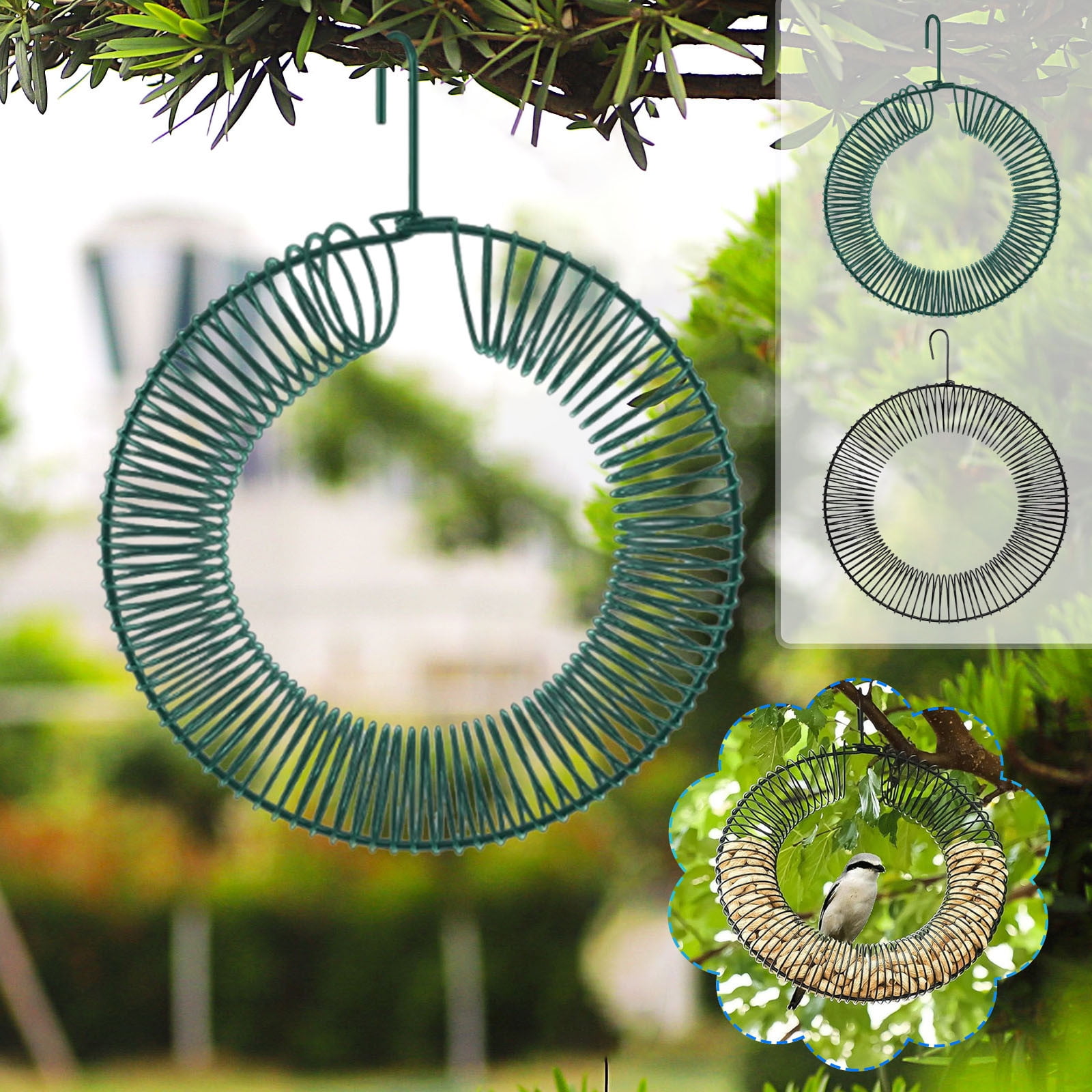 Hanging Garland Bird Feeder | Outdoor Wreath-Shaped Bird Feeder for ...