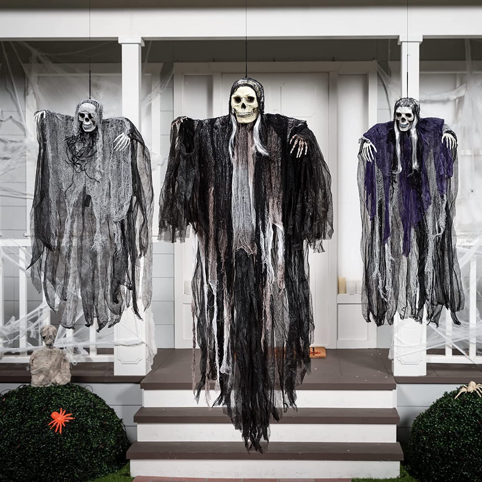 Hanging Ghost Halloween Decoration Scary Realistic Poseable Skeleton ...