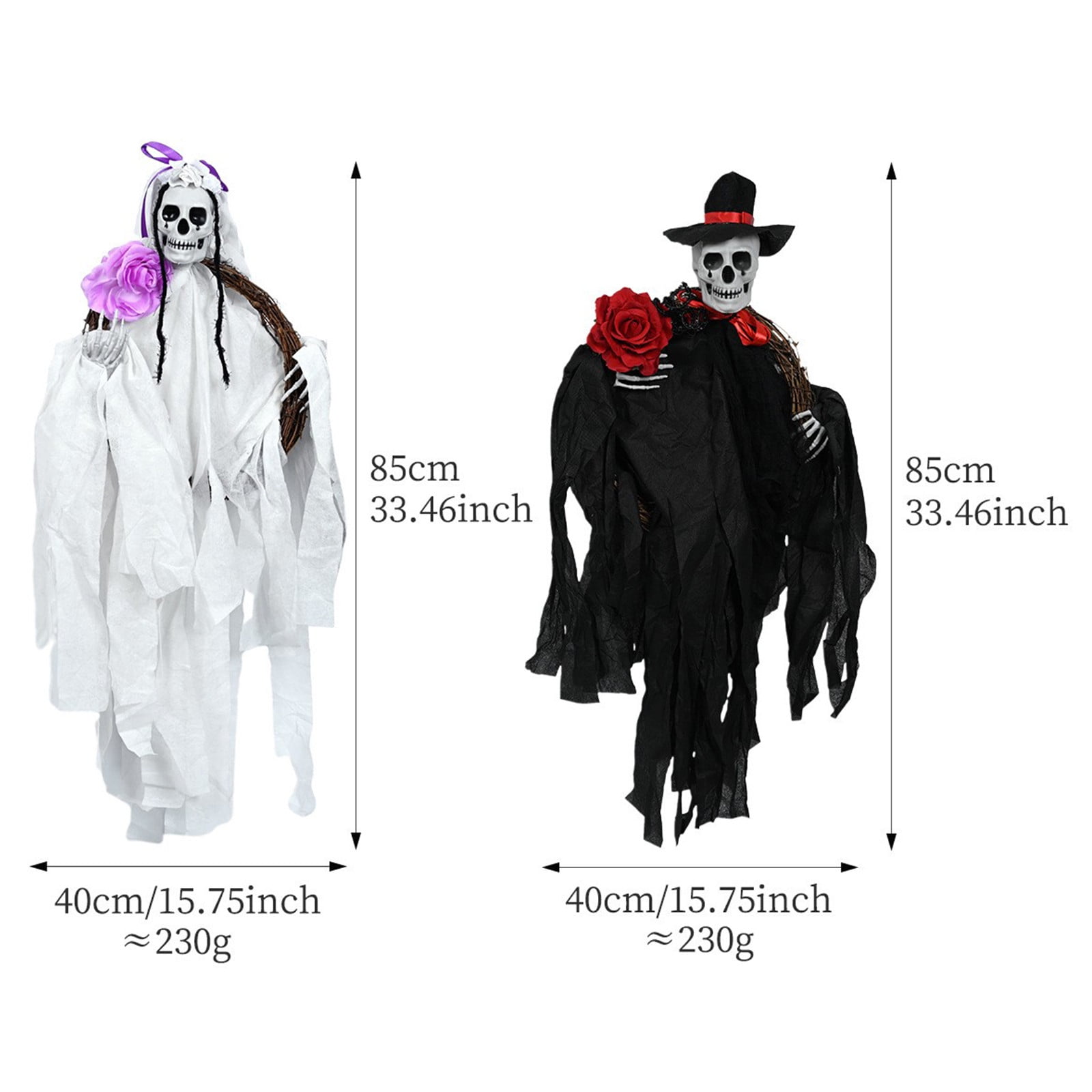 Hanging Ghosts 2 Pcs Scary Grim Reaper Spooky Skeleton Cemetery ...