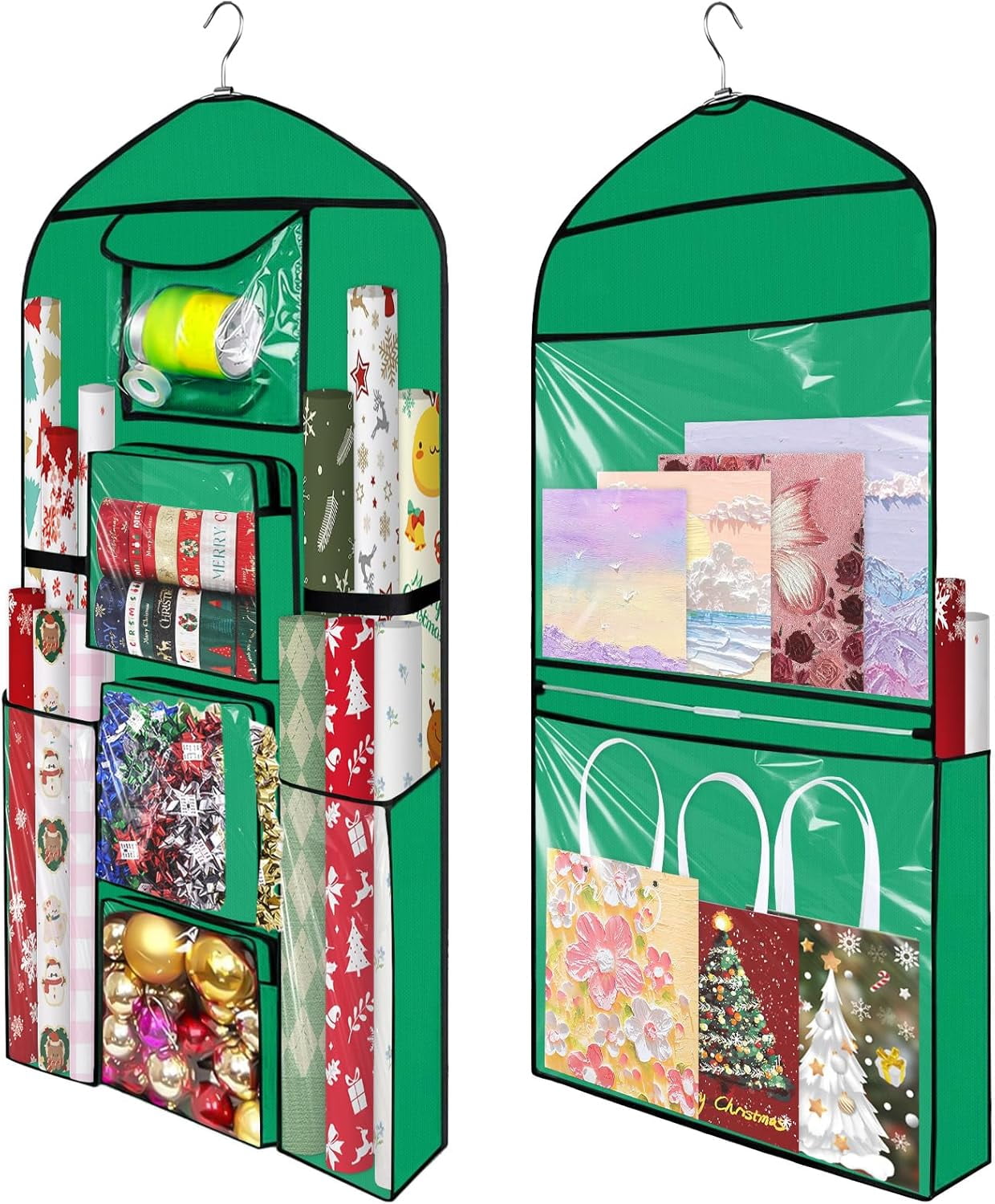 Hanging Gift Wrapping Paper Organizer Storage 48x24 Inch Double-Sided ...