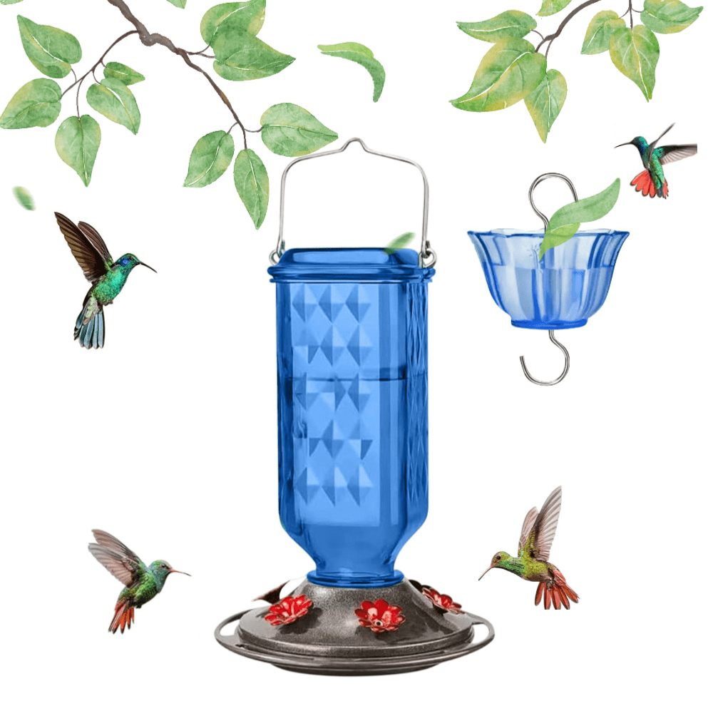 Hanging Glass Hummingbird Feeder - 24Oz Capacity, 6 Bee Guard Ports ...
