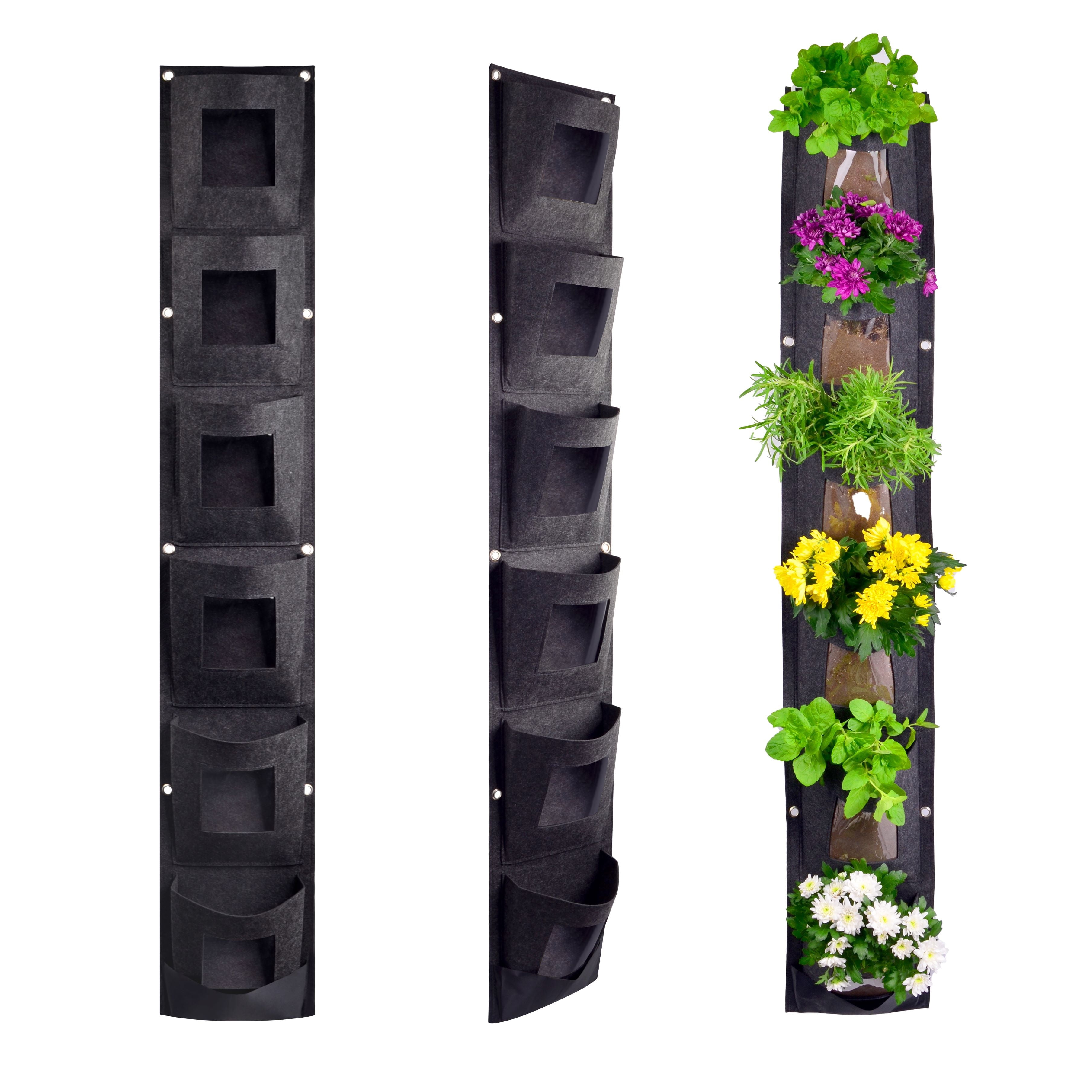Hanging Grow Bag, 6 Pockets Large Wall Planter Vertical Garden, Indoor ...