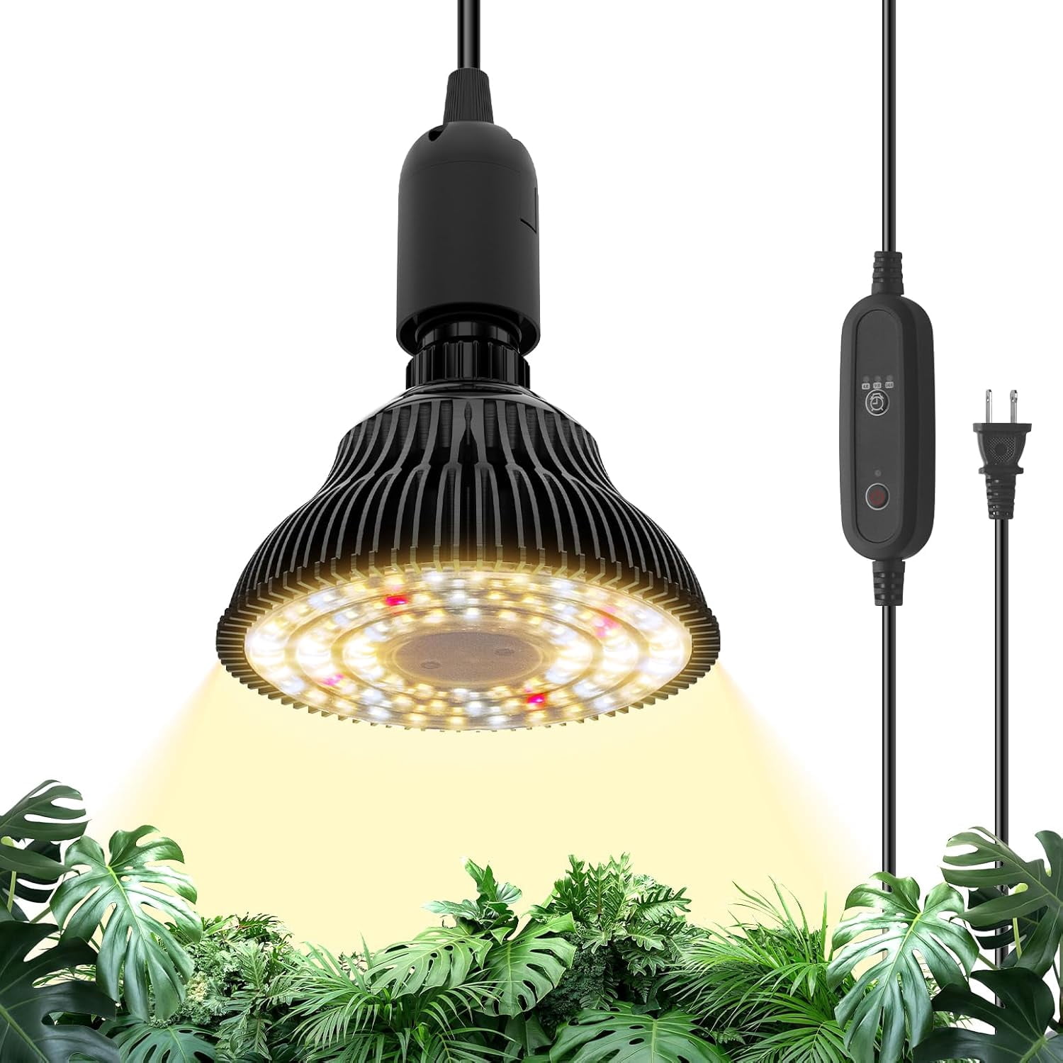 Hanging Grow Light for Indoor Plants Full Spectrum, Black Plant Bulb ...