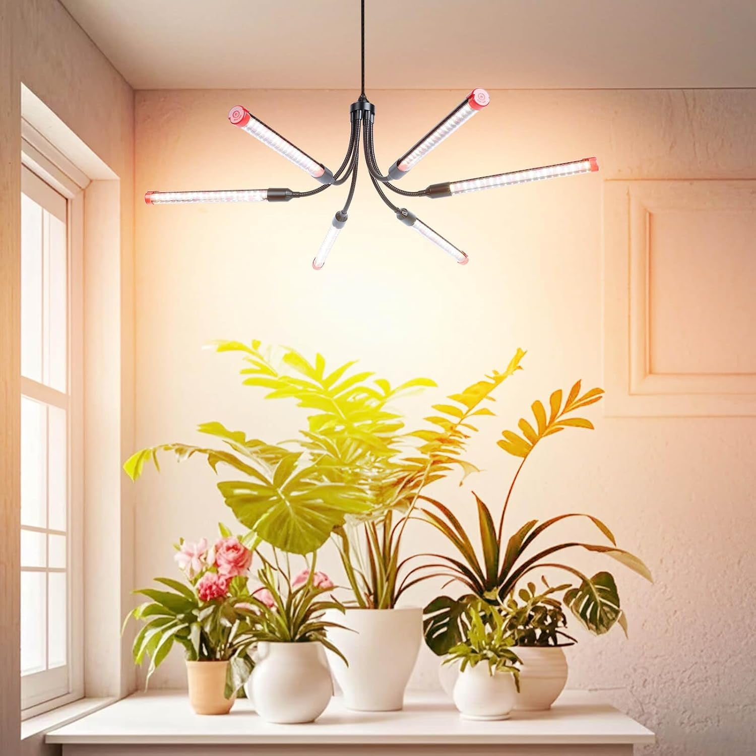 Hanging Grow Lights for Indoor Plants 54W, Full Spectrum Grow Light 3x3 ...