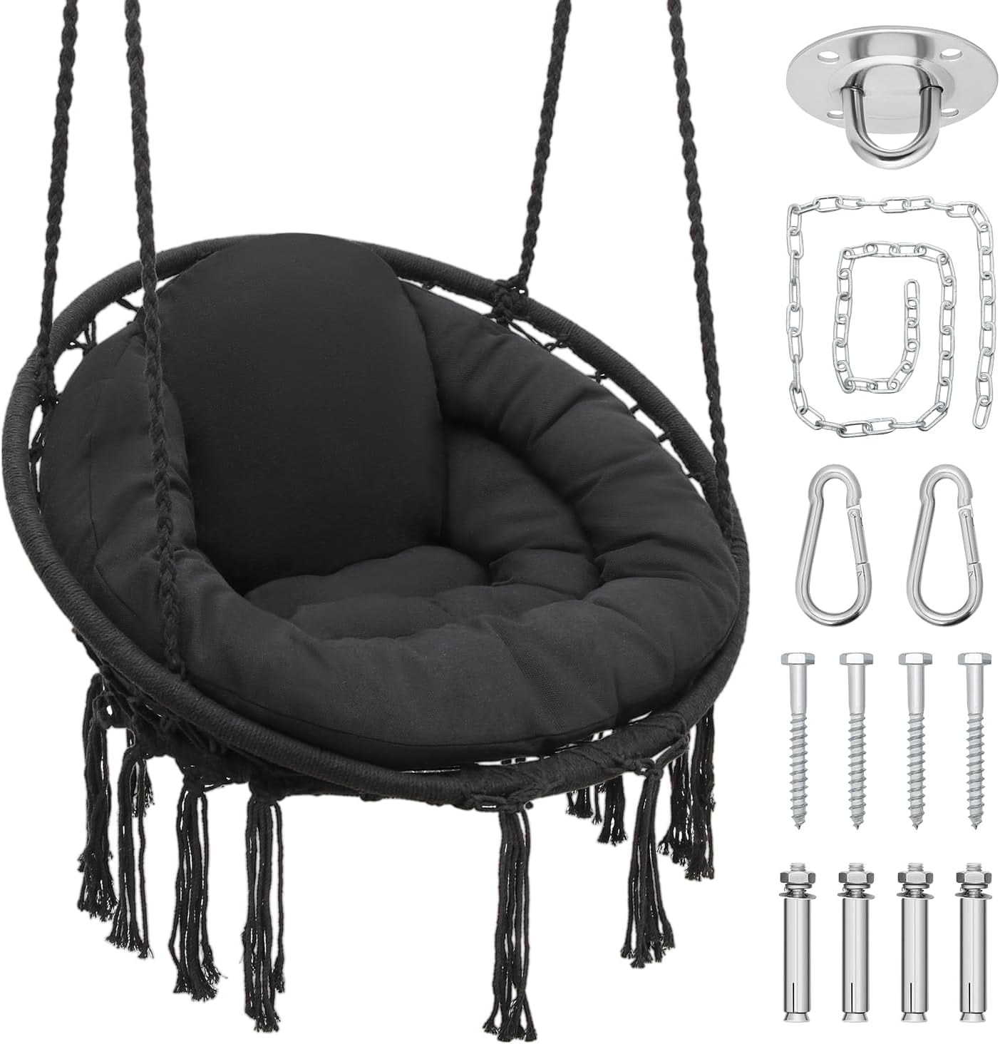 Hanging Hammock Chair with Cozy Full Cushion Offer Extra Support ...