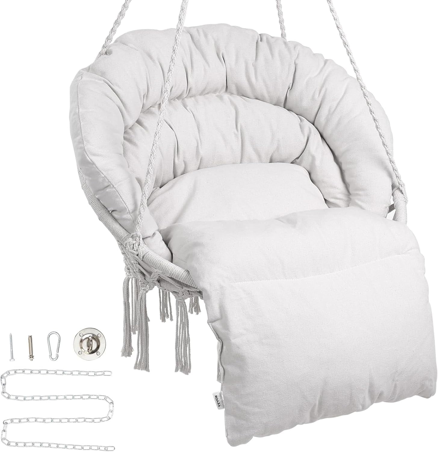 Hanging Hammock Swing Chair, Macramé Hanging Chair with Cushion and ...