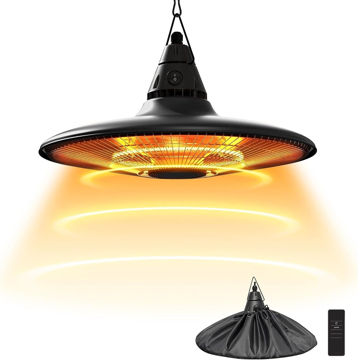 Hanging Heater, 1500W Outdoor Electric Patio Heater, IP65 Larger Size ...