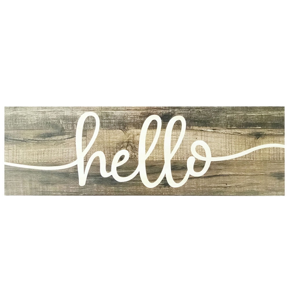 Hanging Hello Wooden Sign Plaque Home Art Decor Rustic Farmhouse Porch ...