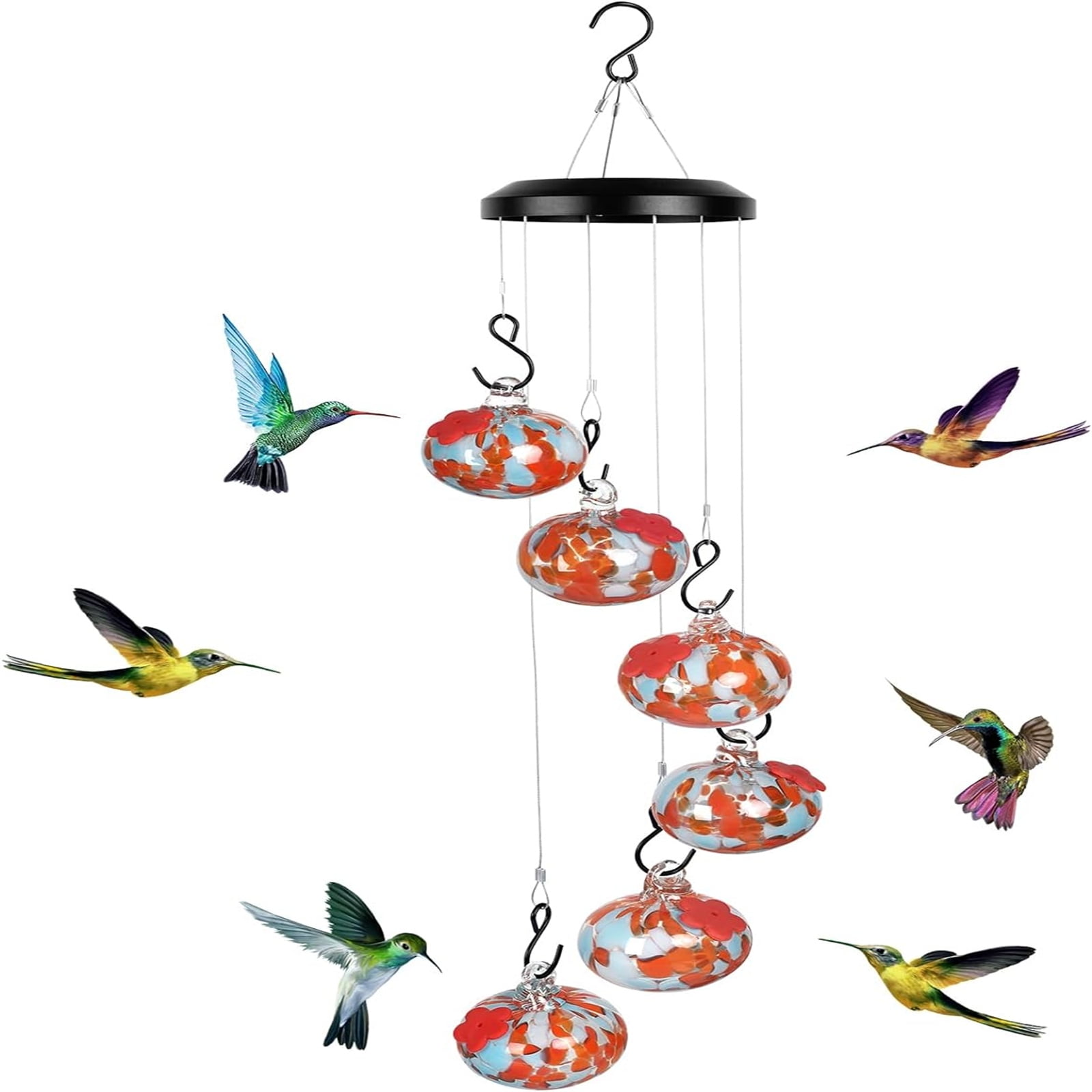 Hanging Hummingbird Feeder, Outdoor Bird Feeder Pendant With 6 Feeder ...
