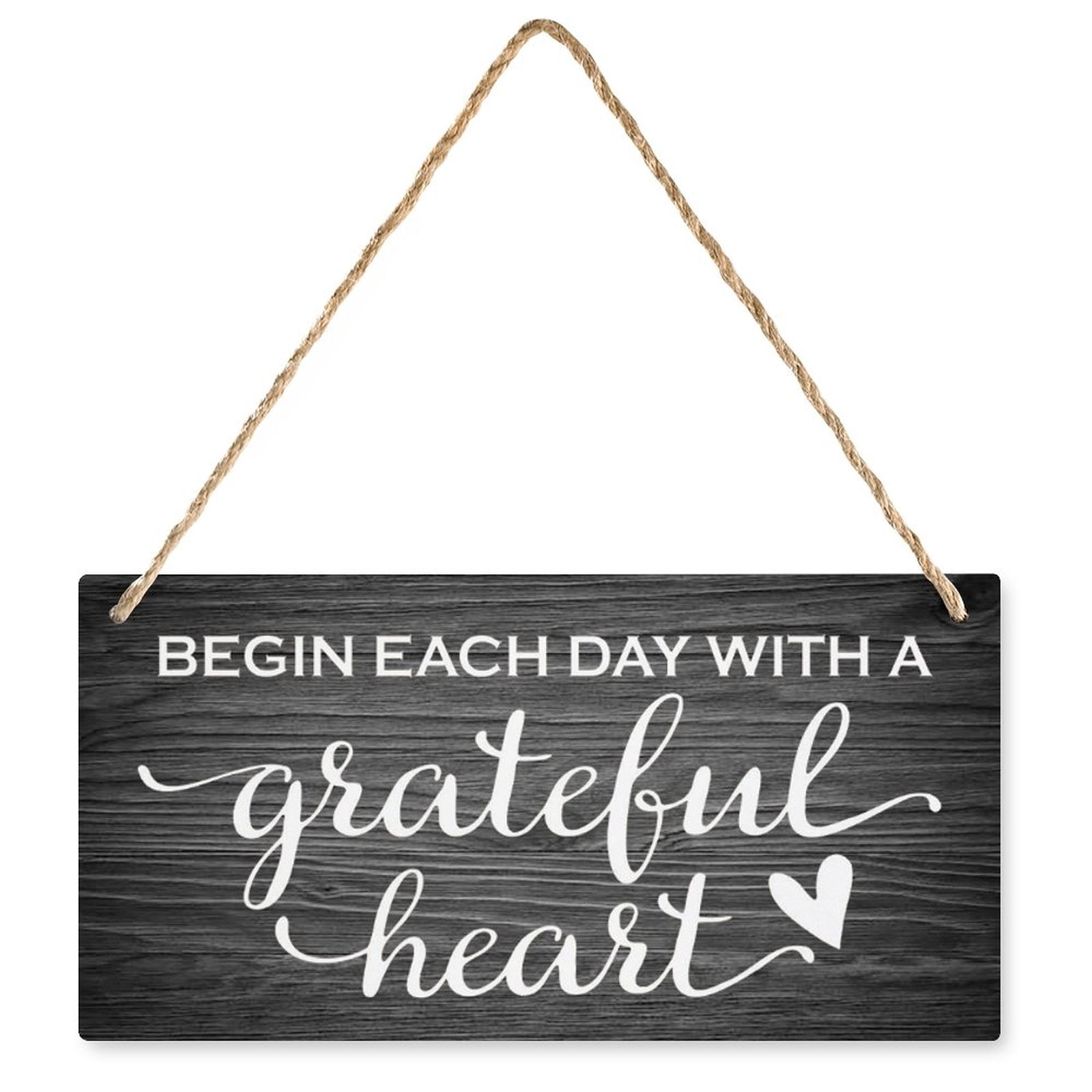 Hanging Inspirational Wood Decor Sign, Begin Each Day With A Grateful ...