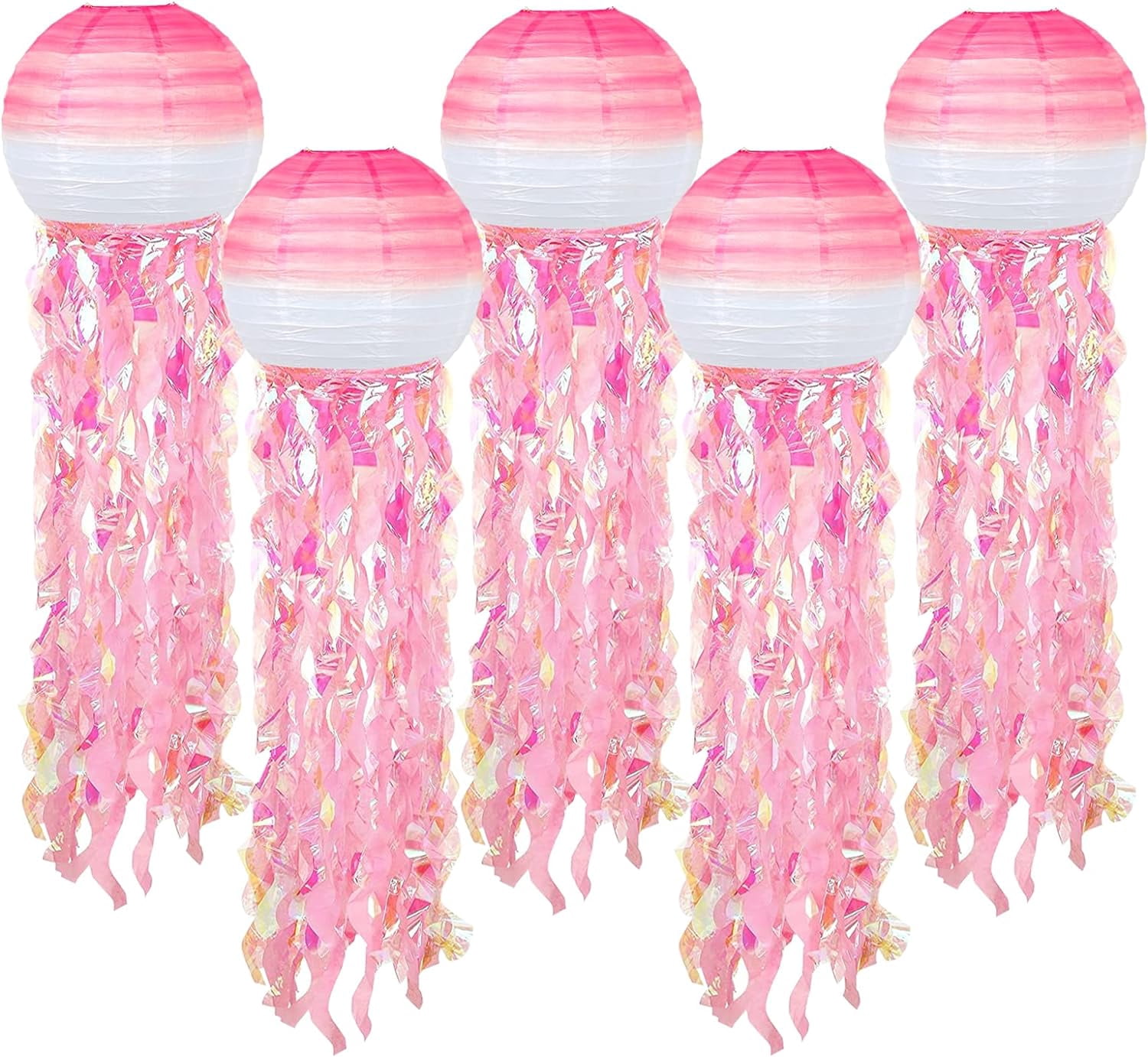 Hanging Jelly Fish Paper Lanterns, Gradient Colorful Pink Paper ...