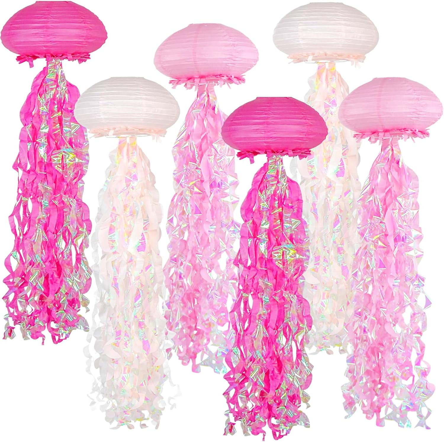 Hanging Jelly Fish Paper Lanterns, Gradient Colorful Pink Paper ...